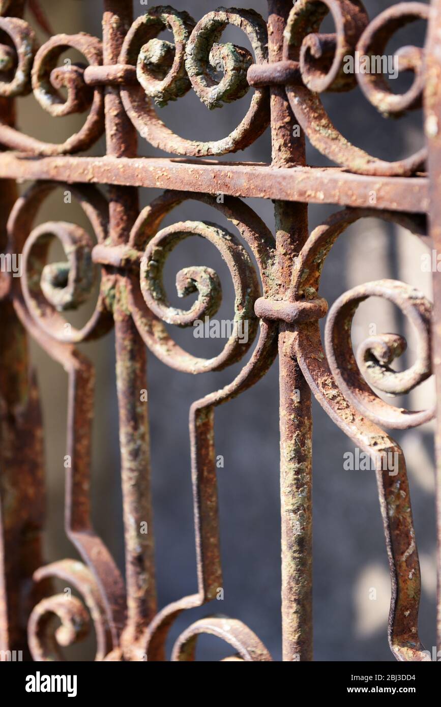 Old rusty forged fence, close up Stock Photo - Alamy