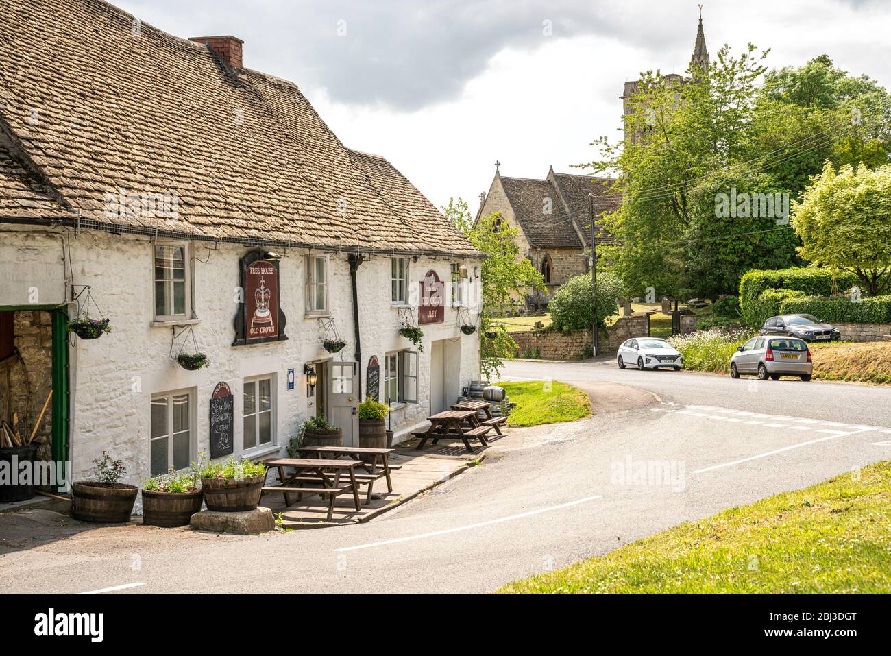 The Cotswold village of Uley with the Old Crown country pub and The ...
