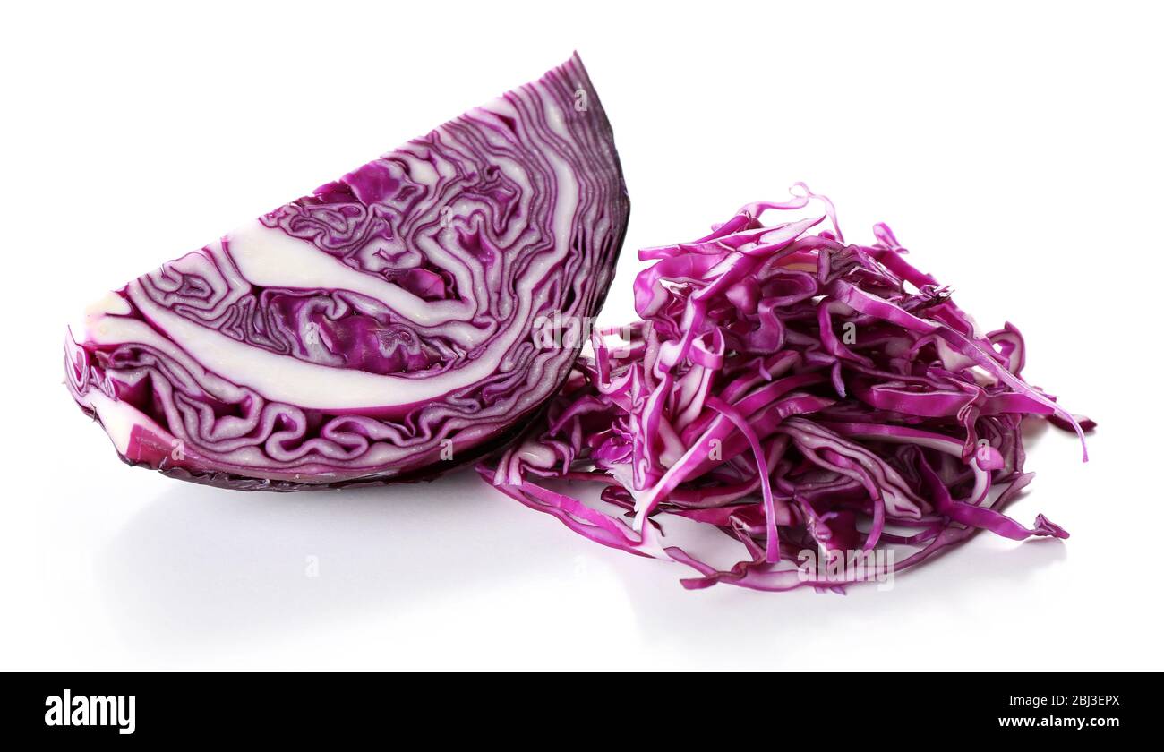 Cut red cabbage isolated on white Stock Photo - Alamy