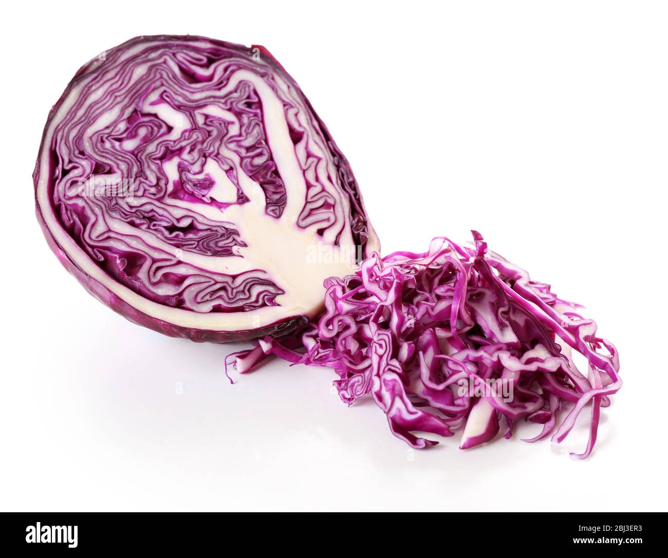Cut red cabbage isolated on white Stock Photo - Alamy