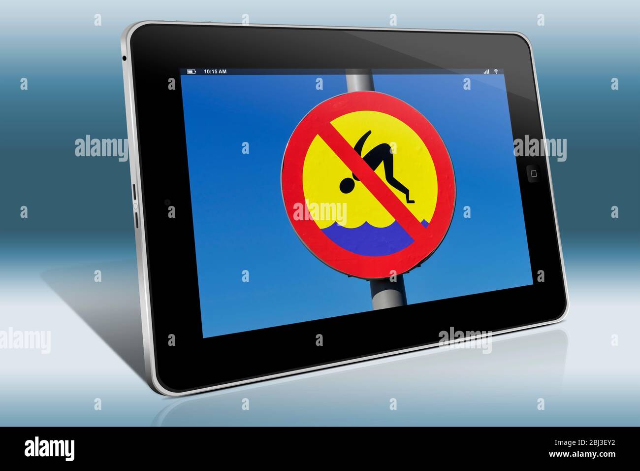 Prohibition sign jump into the Water banned Stock Photo - Alamy