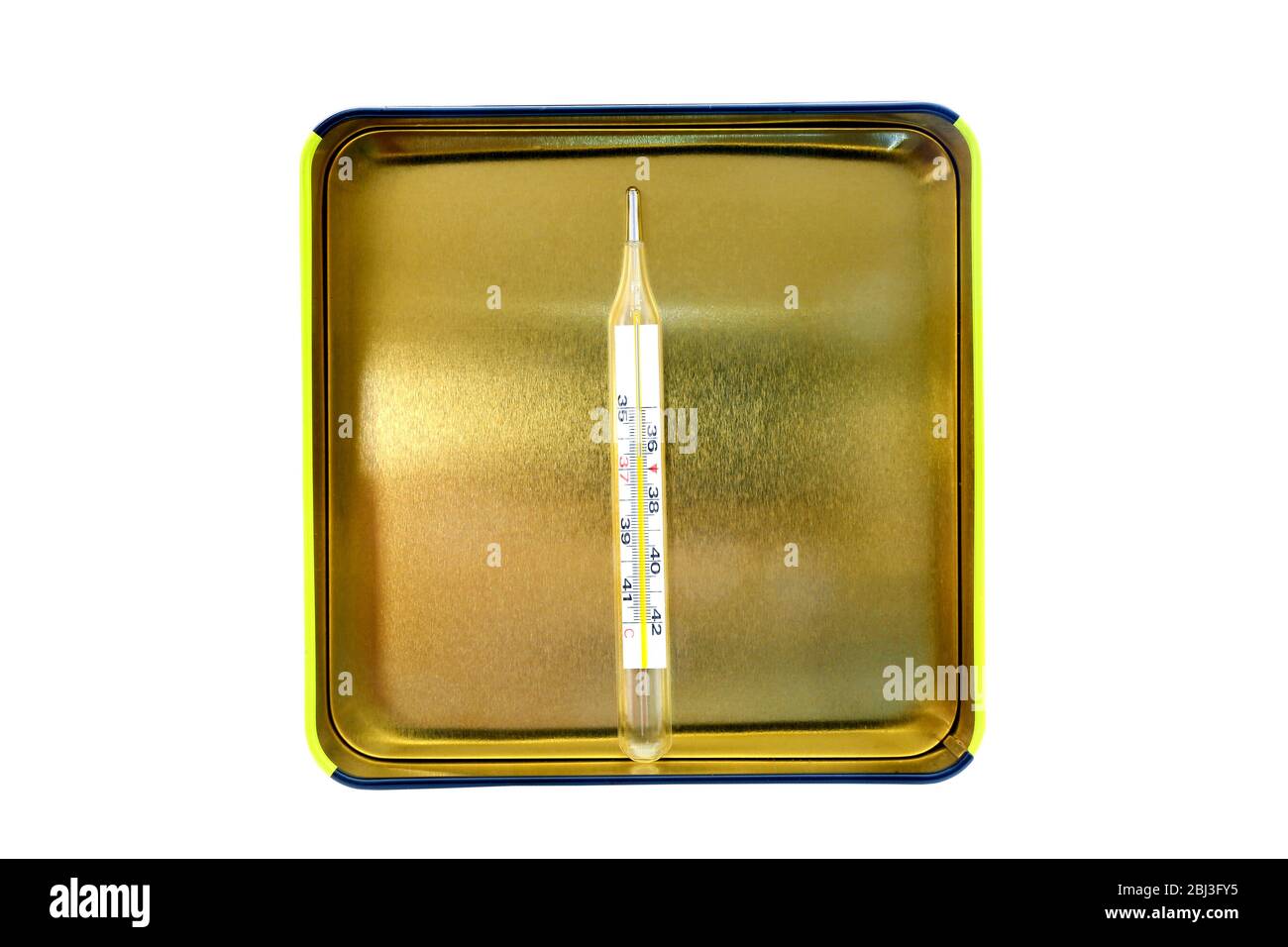 image of medical mercury thermometer in an iron box Stock Photo - Alamy