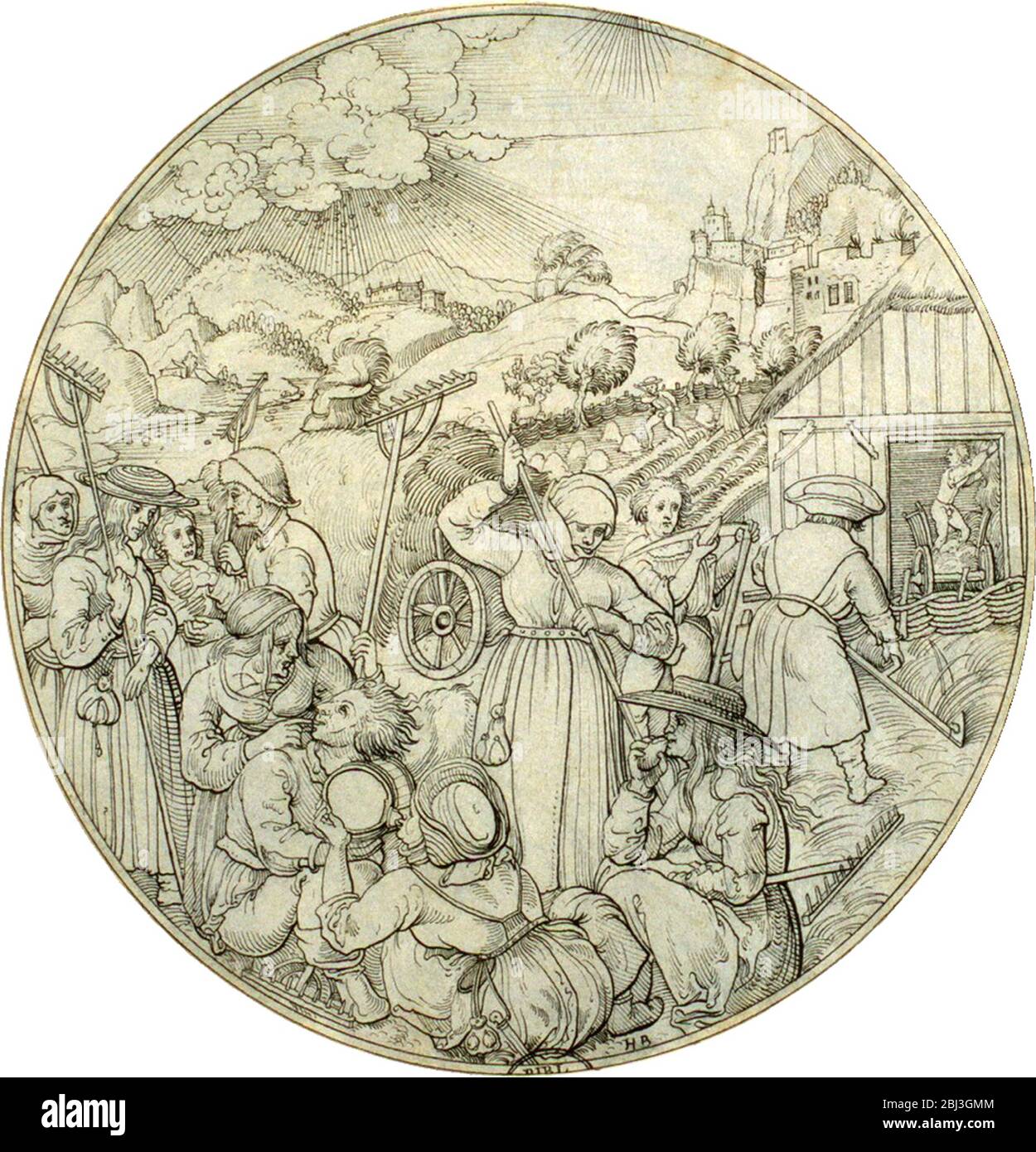 Vintage Medieval historical lifestyle artwork depicting everyday life ...