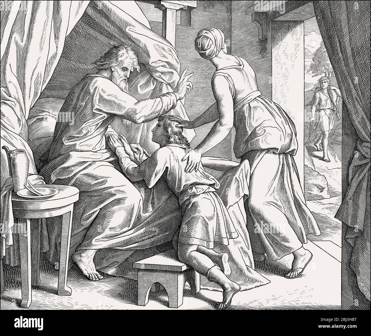 Isaac Blesses Jacob, Old Testament, by Julius Schnorr von Carolsfeld ...