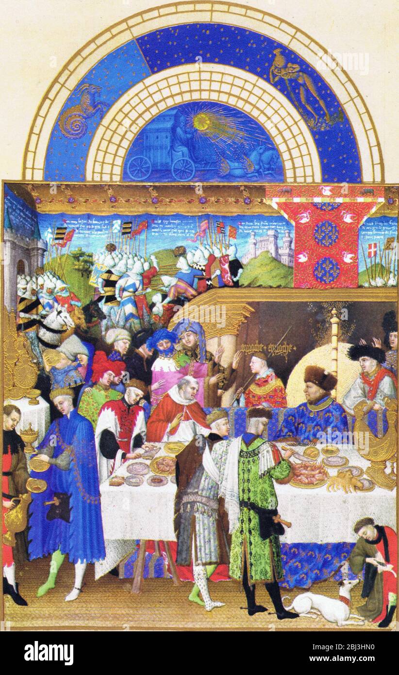 Vintage Medieval historical lifestyle artwork depicting everyday life ...