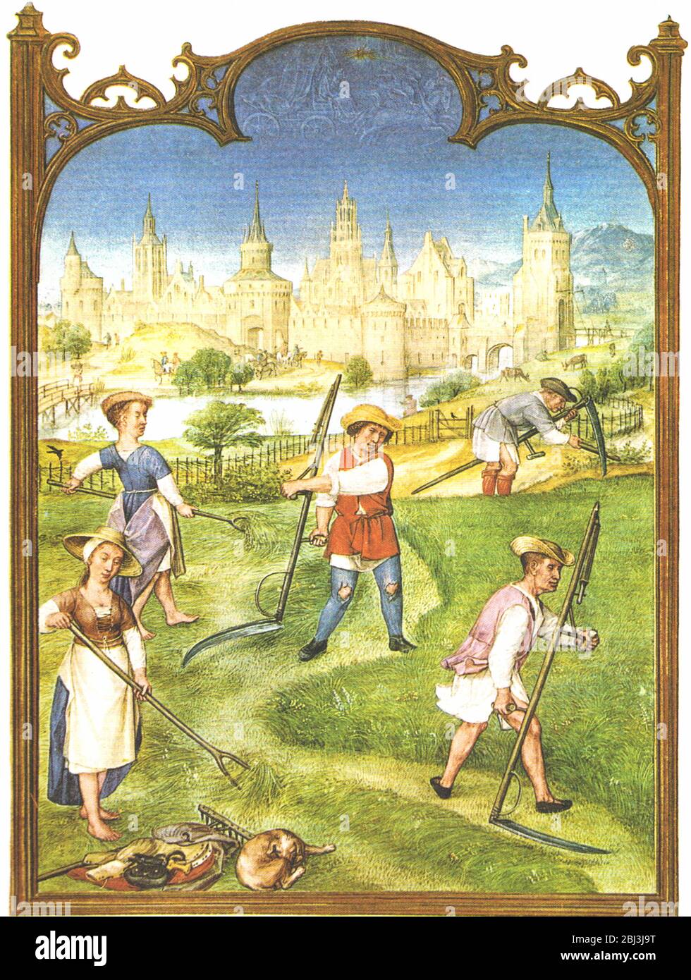 Vintage Medieval historical lifestyle artwork depicting everyday life ...