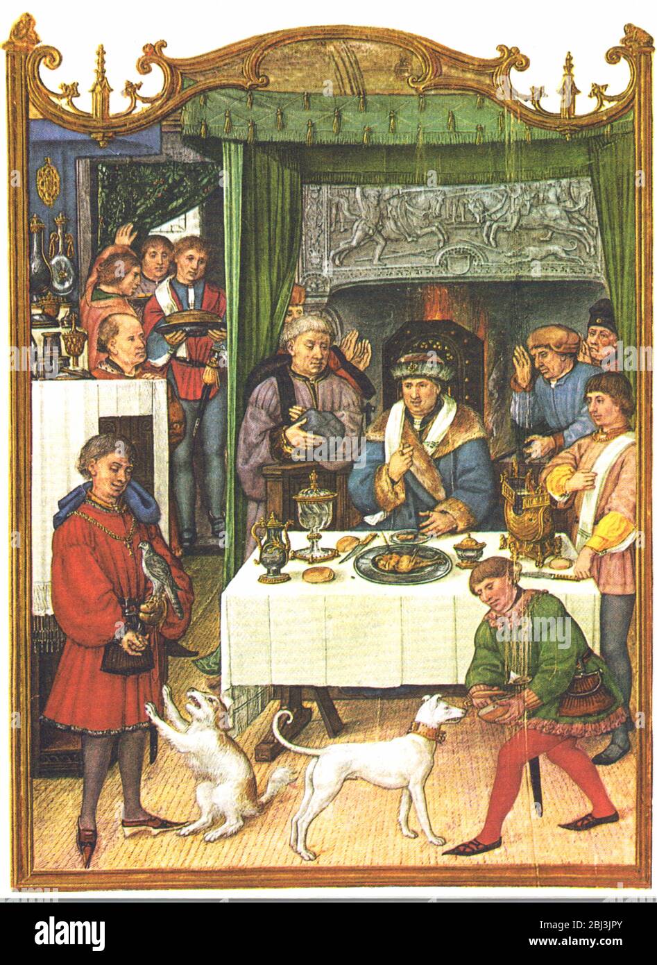 Vintage Medieval historical lifestyle artwork depicting everyday life ...