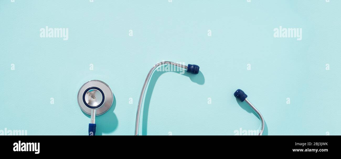 Phonendoscope on empty blue background, place for inscription. Concept of medivine Stock Photo ...