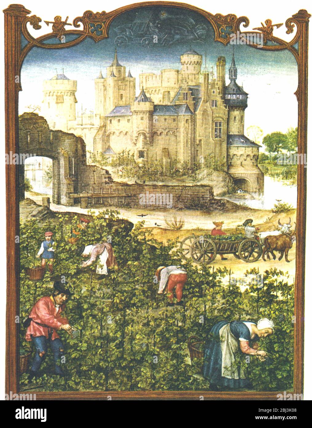 Vintage Medieval historical lifestyle artwork depicting everyday life ...