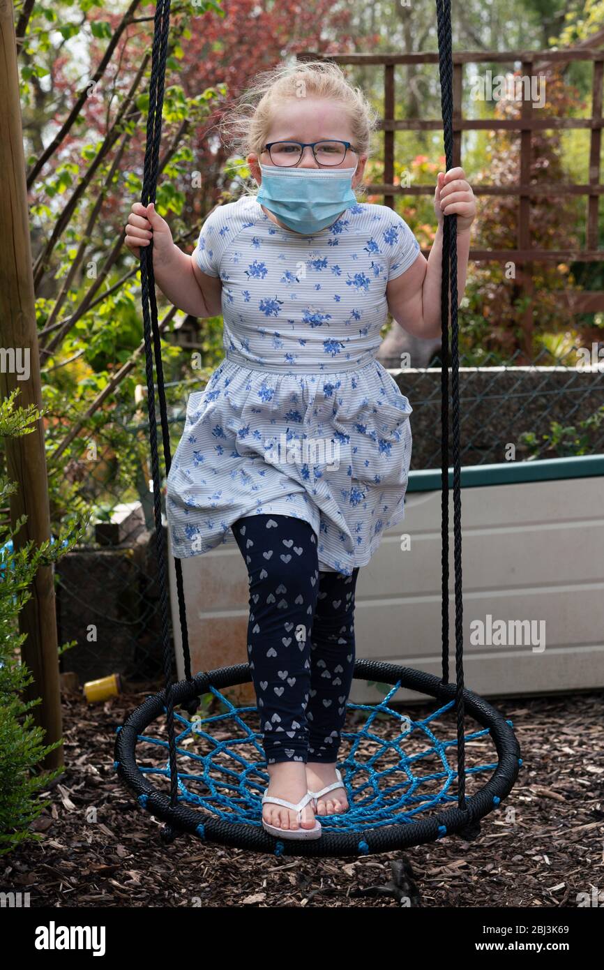 Child wearing facemask during covid-19, Coronavirus pandemic. UK (Wales ...