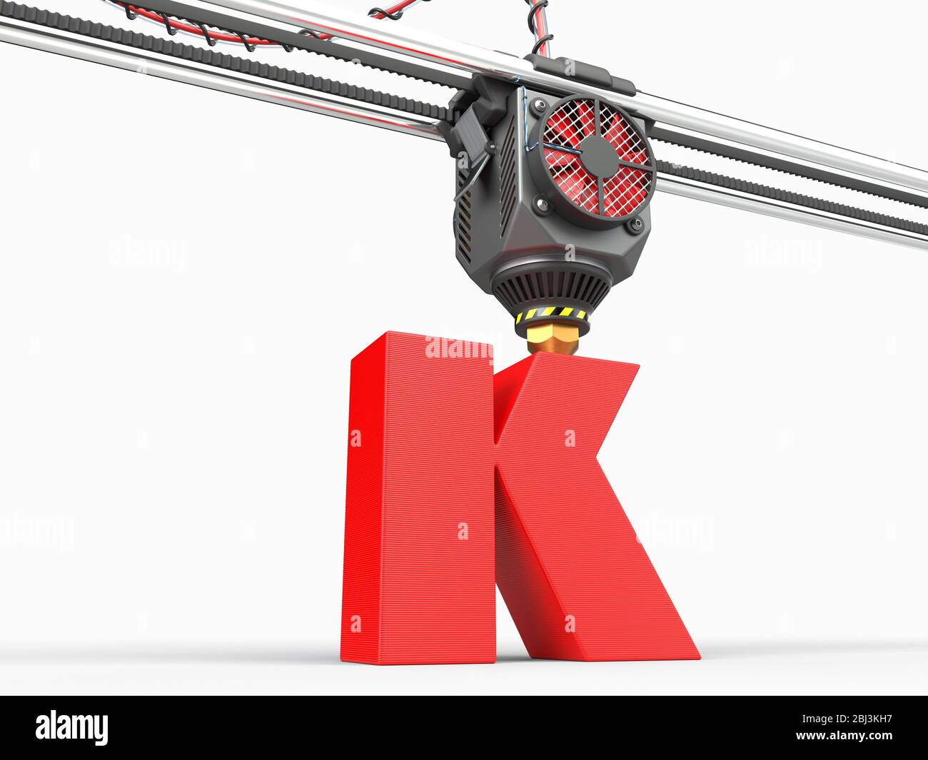 printing of letter K under 3D printer head. suitable for 3d printing ...