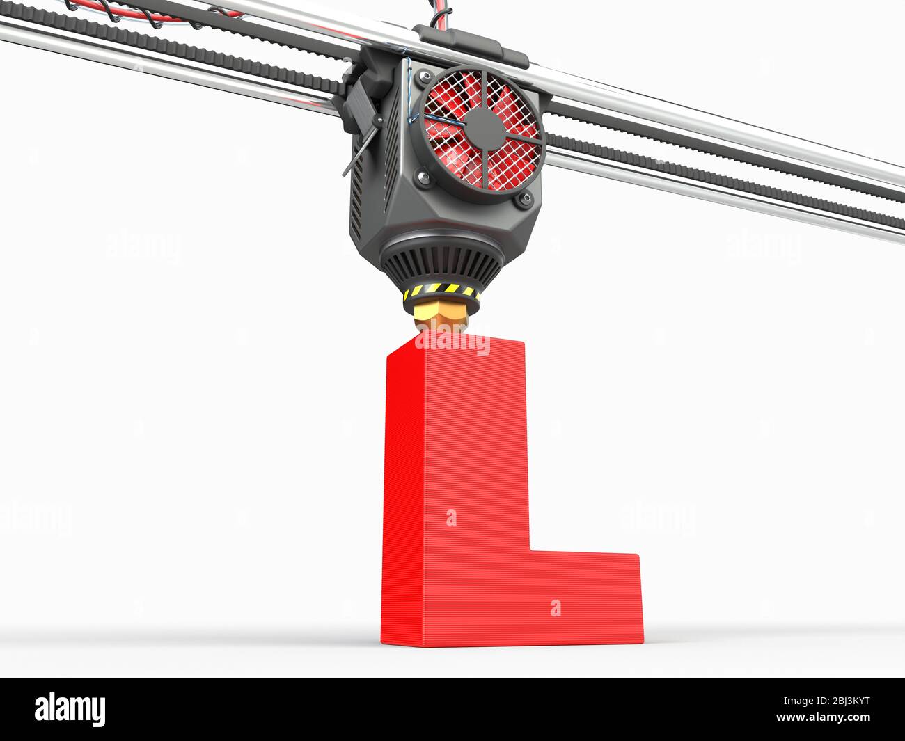 printing of letter L under 3D printer head. suitable for 3d printing ...