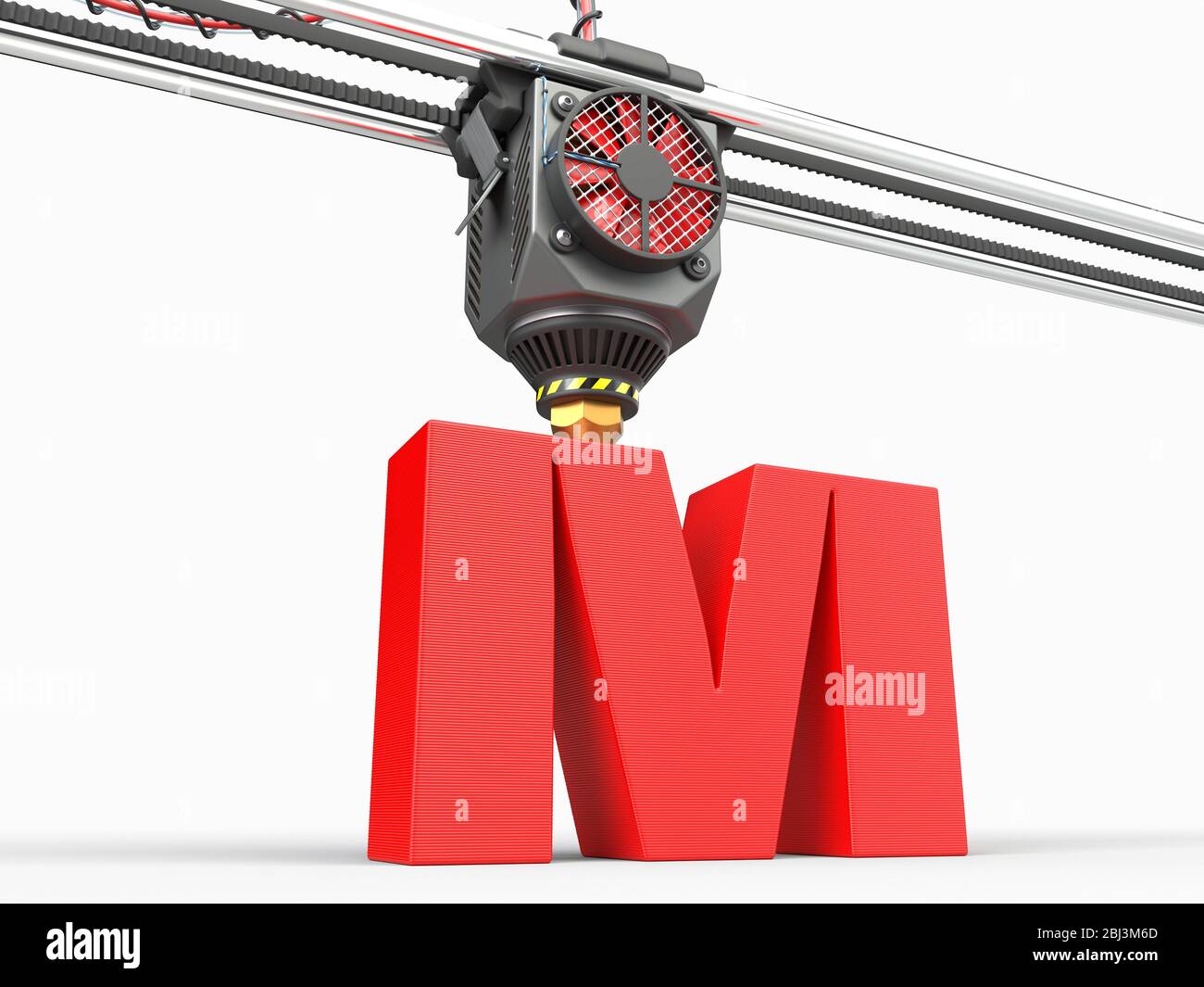 printing of letter M under 3D printer head. suitable for 3d printing ...