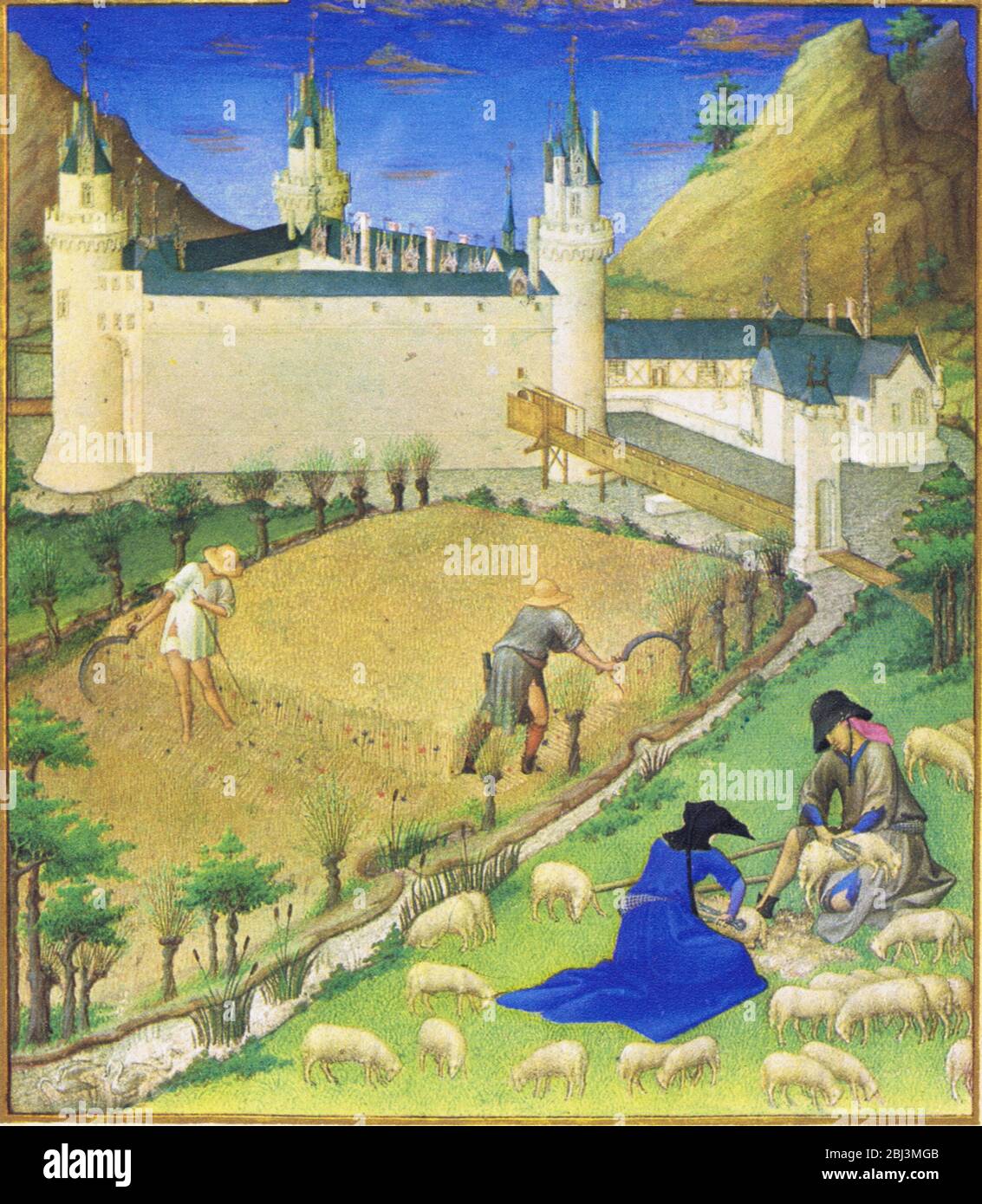 Vintage Medieval historical lifestyle artwork depicting everyday life ...