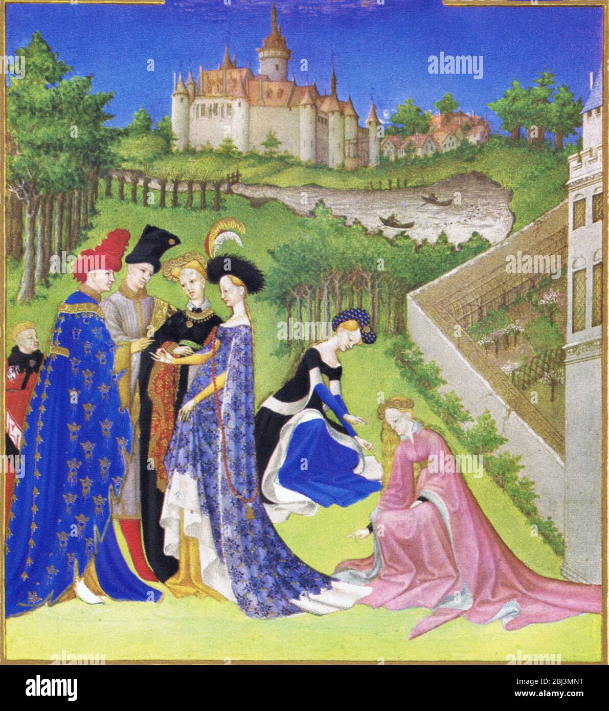 Vintage Medieval historical lifestyle artwork depicting everyday life ...