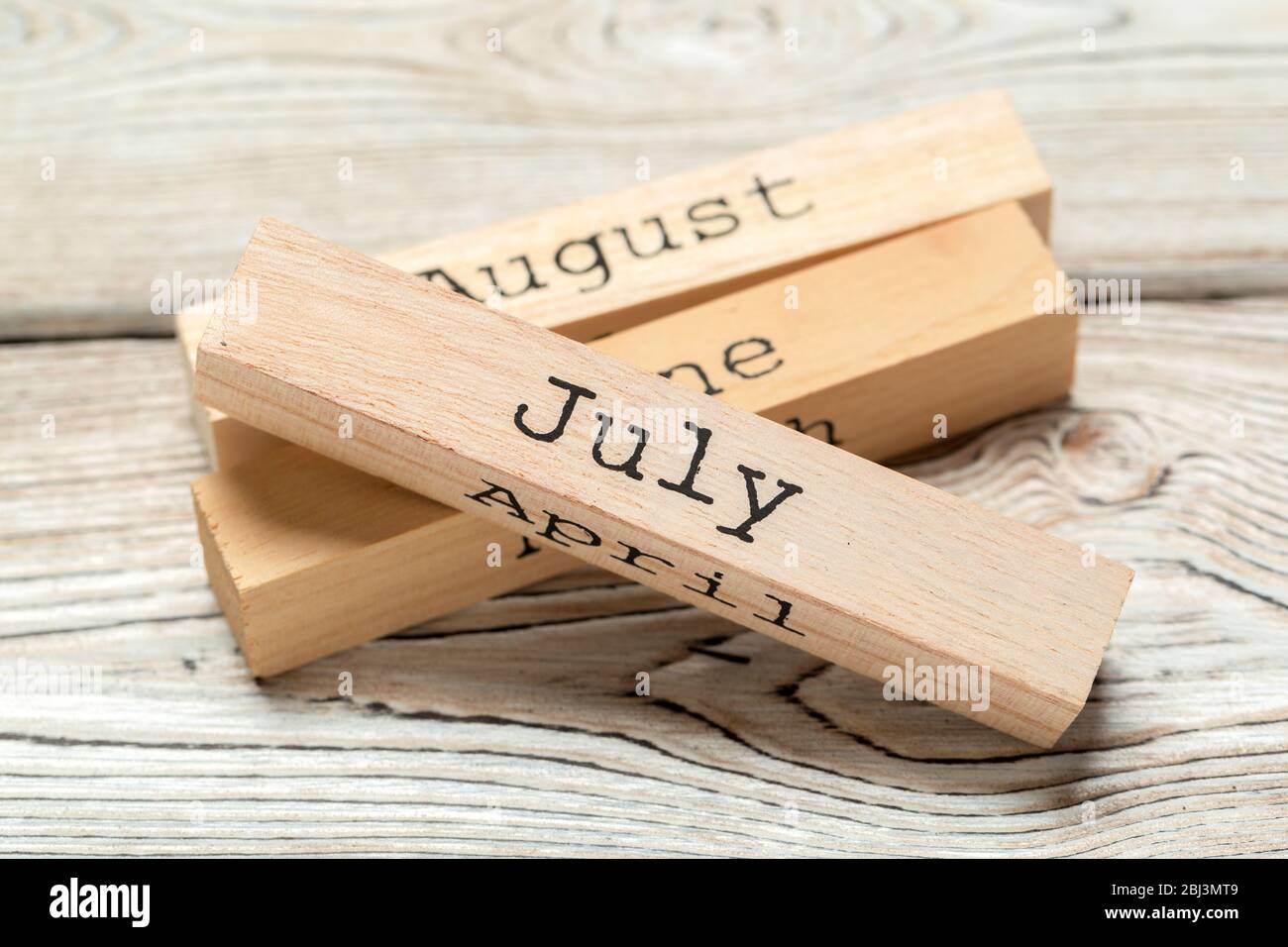 top view of parts of wooden calendar on dark wooden tabletop Stock ...