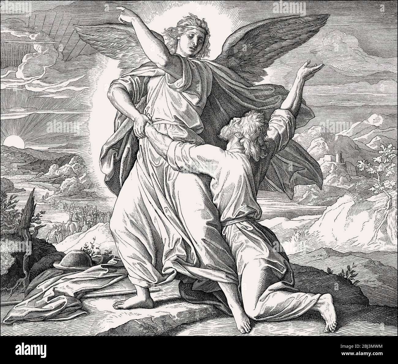 Jacob Wrestles with God, Old Testament, by Julius Schnorr von ...