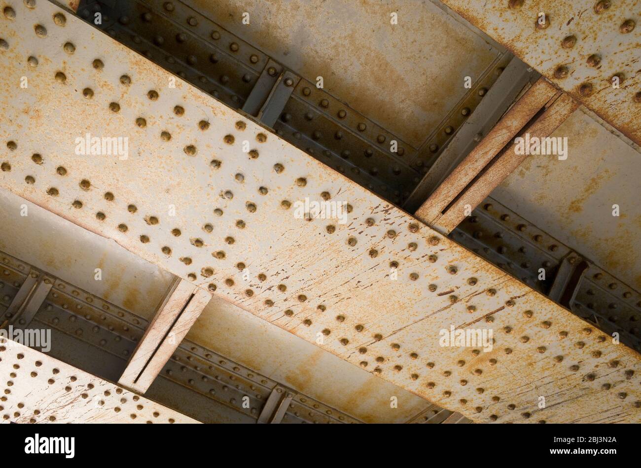 Close up of rivets on steel girders on a British railway bridge in Seasalter, Kent England Stock ...