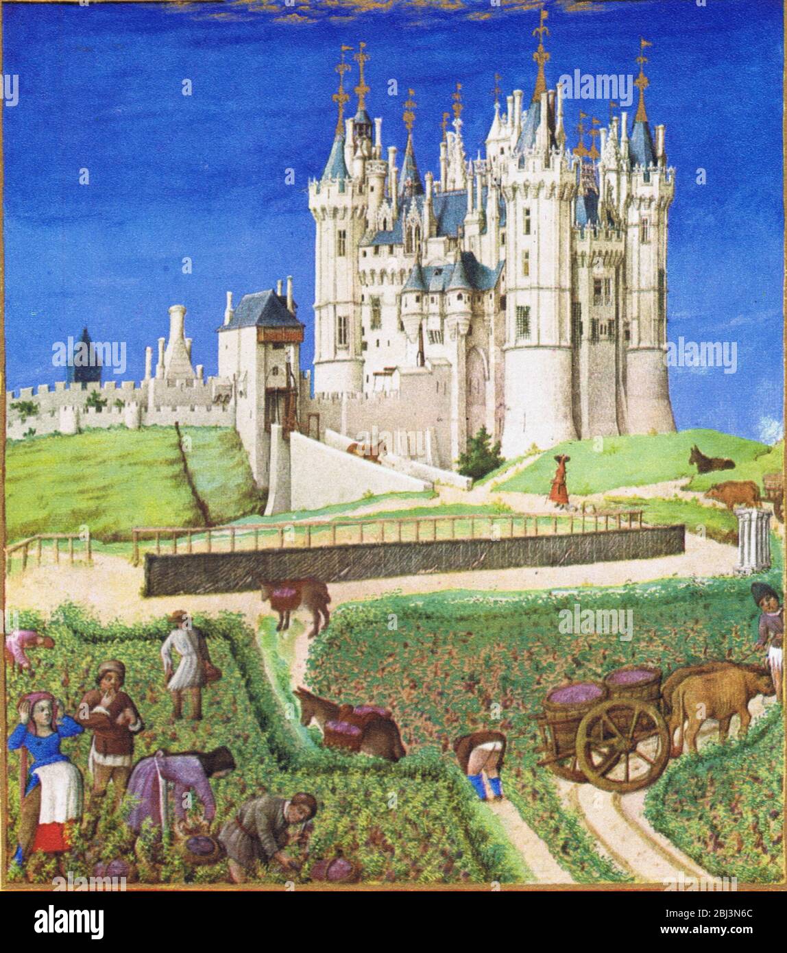 Vintage Medieval historical lifestyle artwork depicting everyday life ...