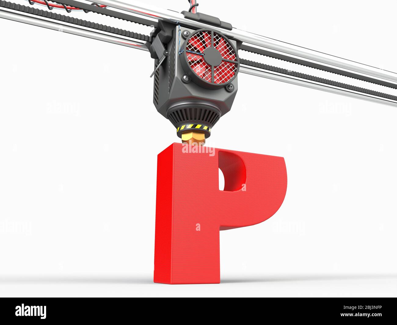 printing of letter P under 3D printer head. suitable for 3d printing ...