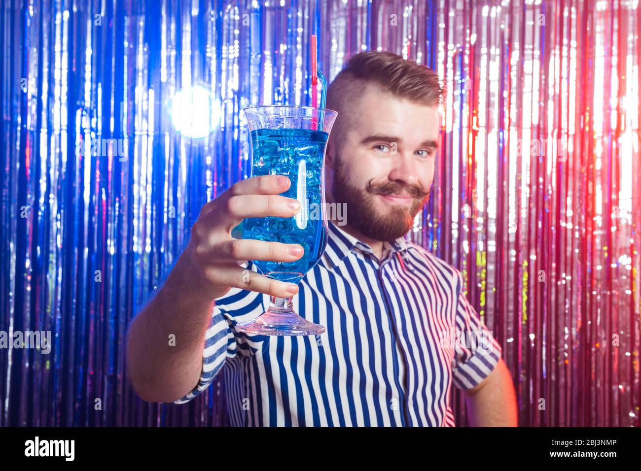 Alcoholism, fun and fool concept - Drunk guy at party in a nightclub ...