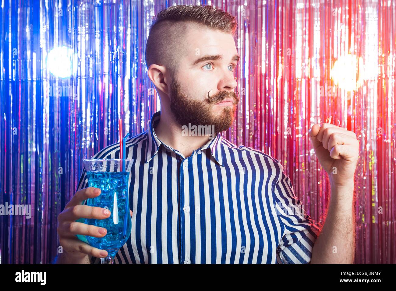 Alcoholism, fun and fool concept - Drunk guy at party in a nightclub ...