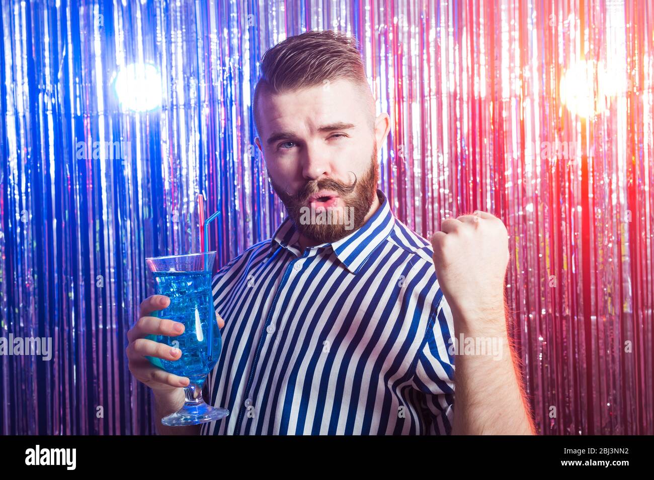 Alcoholism, fun and fool concept - Drunk guy at party in a nightclub ...