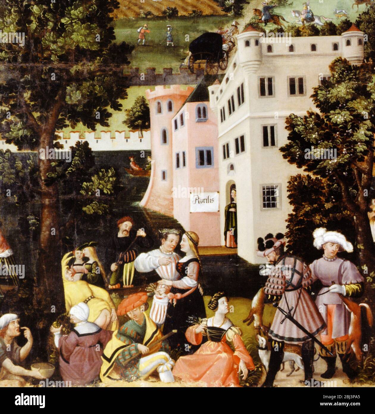 Vintage Medieval historical lifestyle artwork depicting everyday life ...