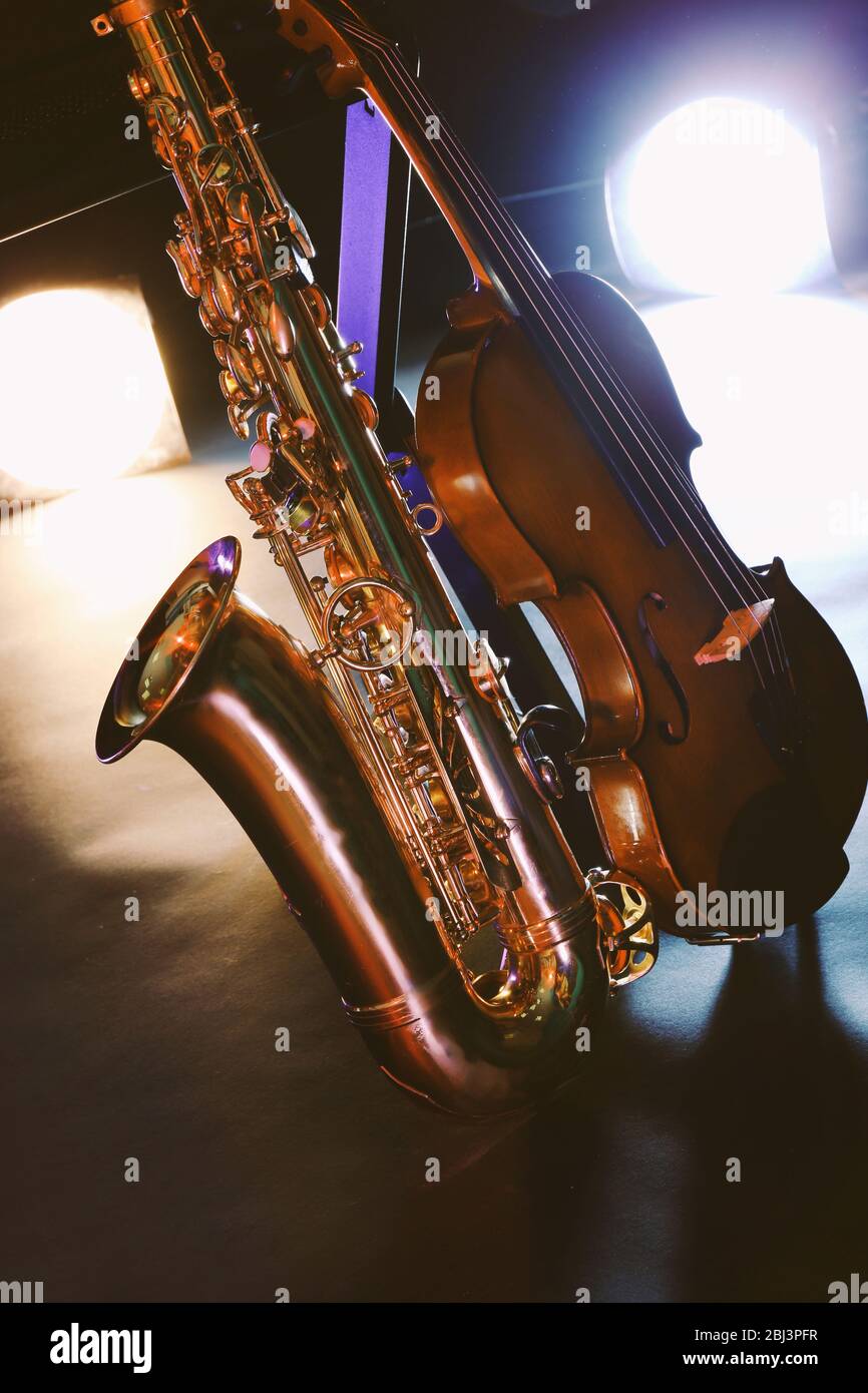 Saxophone on chair hi-res stock photography and images - Alamy