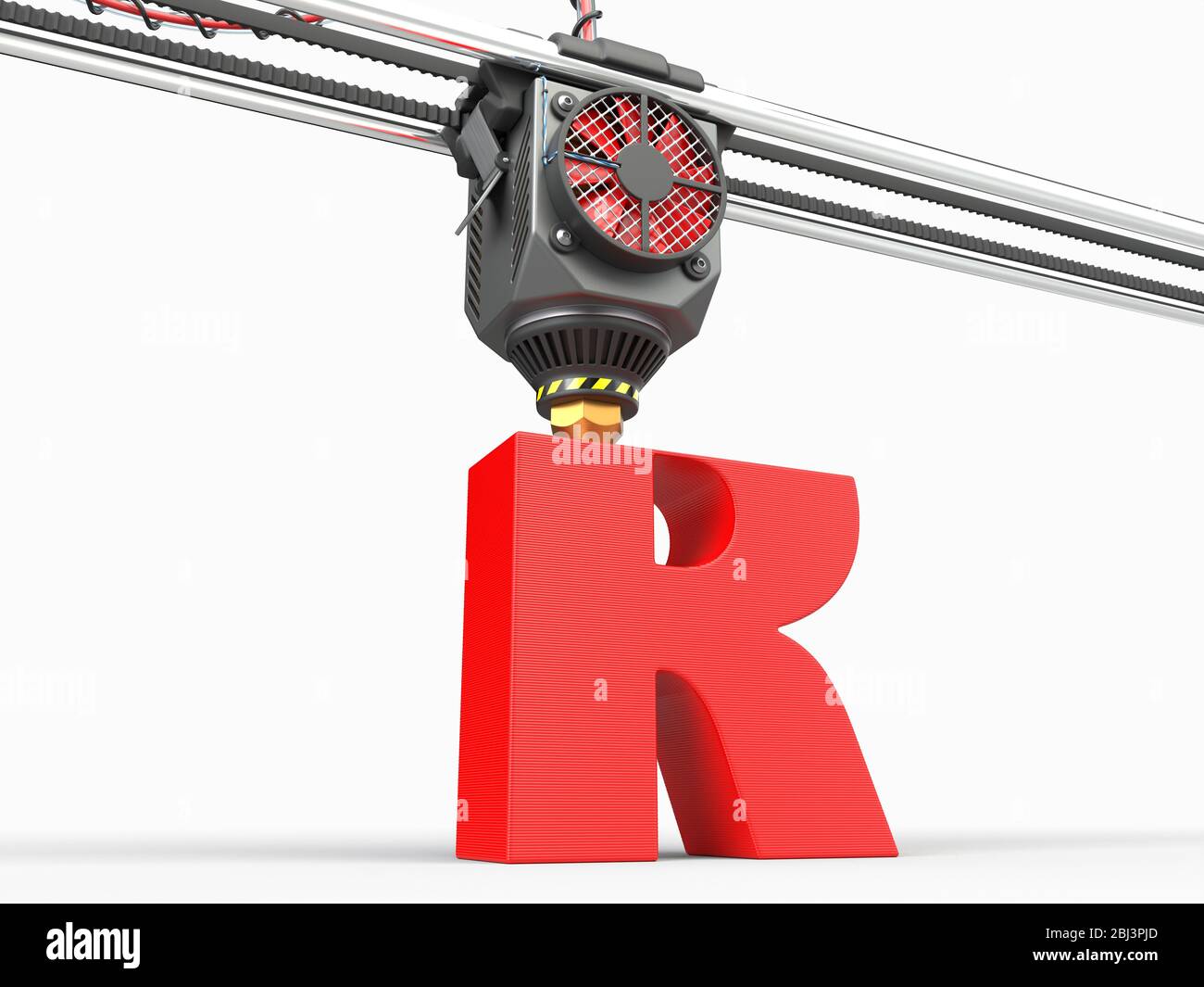 printing of letter R under 3D printer head. suitable for 3d printing ...