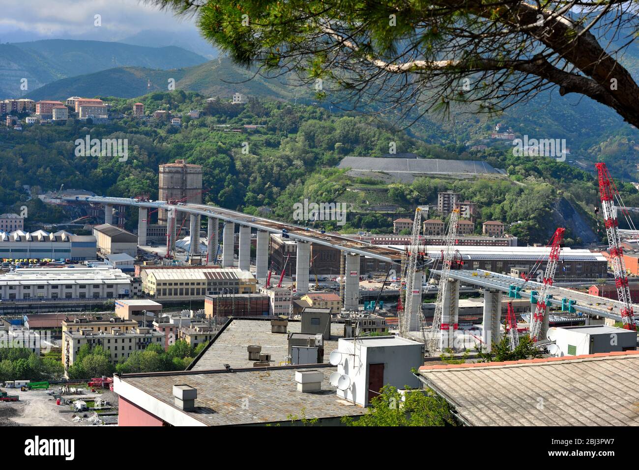 latest reconstruction work on the new highway bridge (ex morandi) which ...