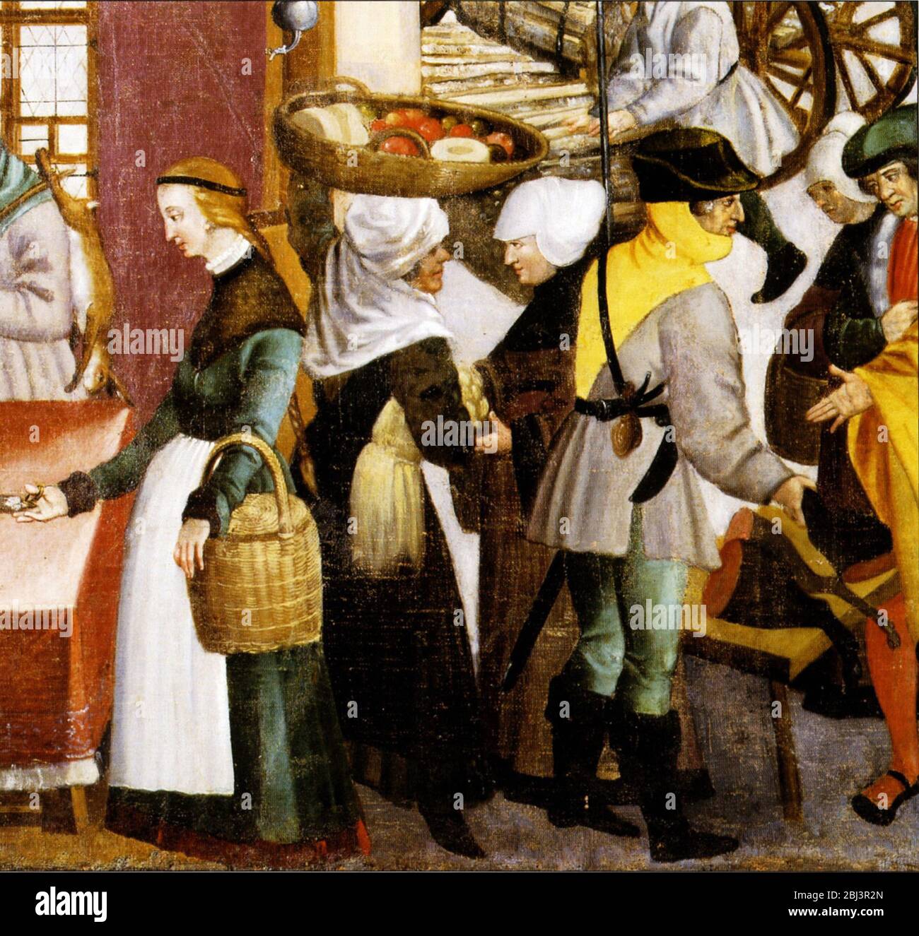 Vintage Medieval historical lifestyle artwork depicting everyday life ...