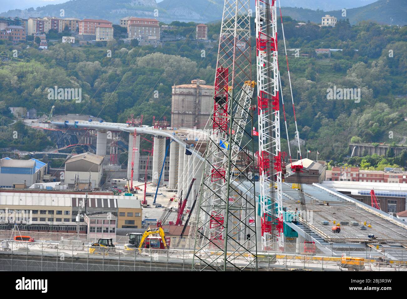 latest reconstruction work on the new highway bridge (ex morandi) which ...