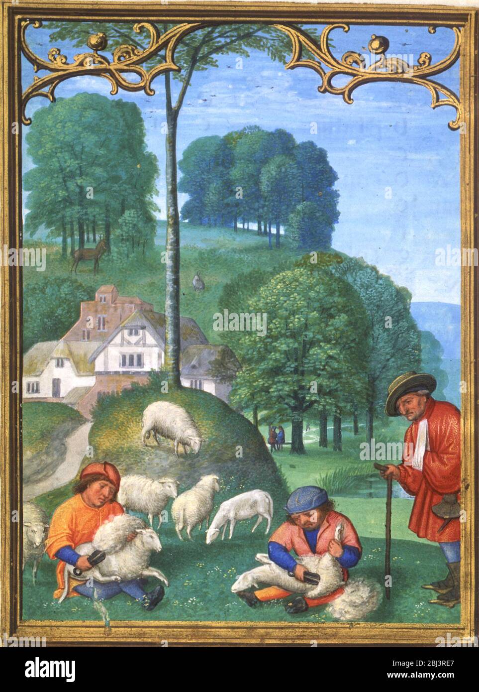 Vintage Medieval historical lifestyle artwork depicting everyday life ...