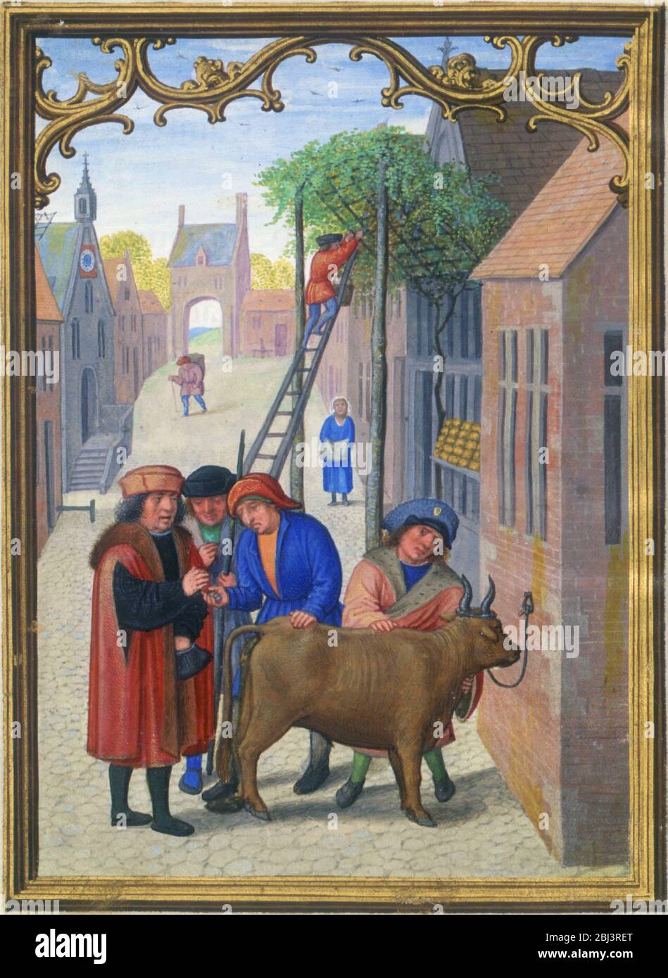 Vintage Medieval historical lifestyle artwork depicting everyday life ...
