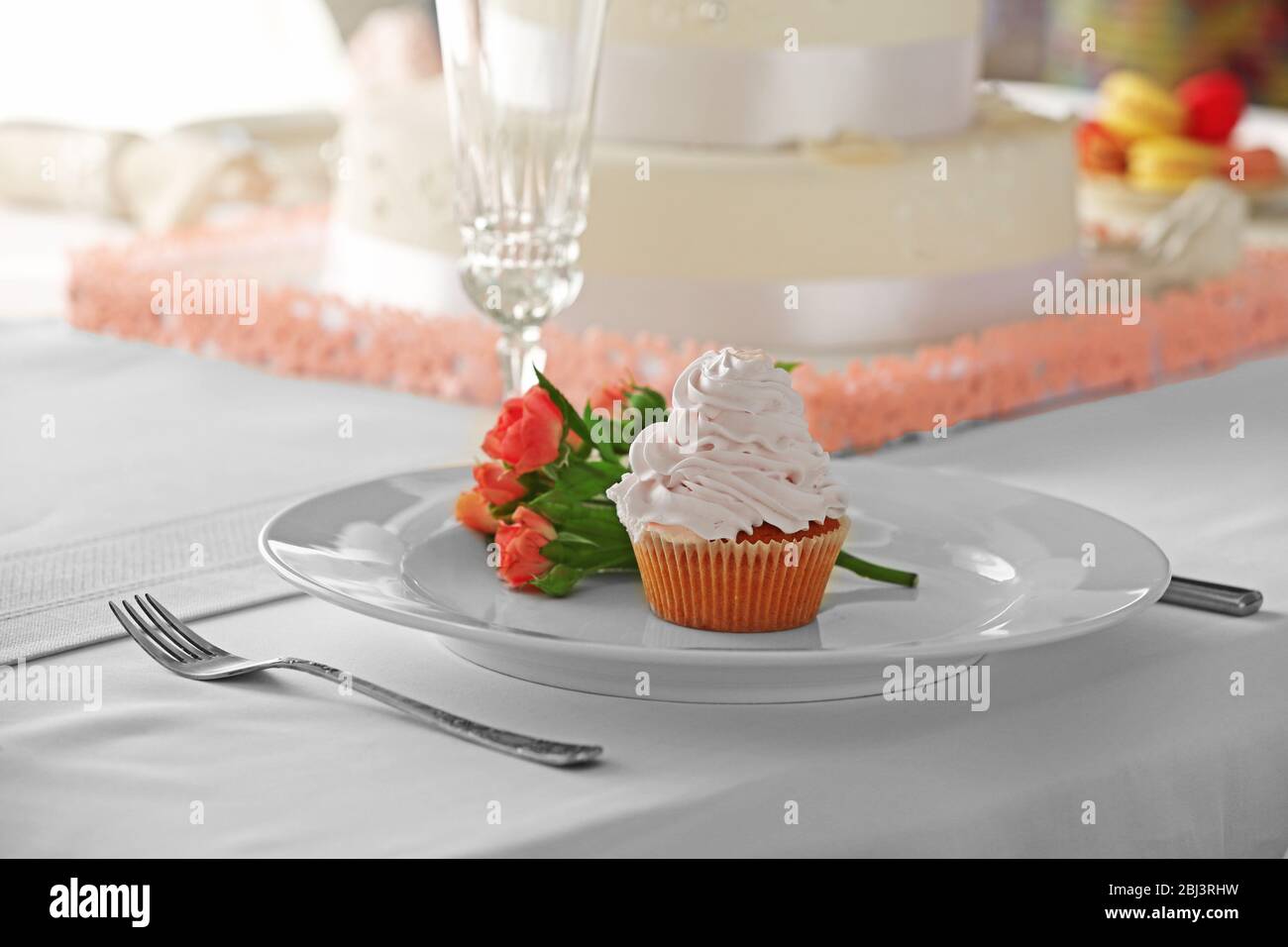 Beautiful decorated table for wedding celebration in restaurant Stock ...