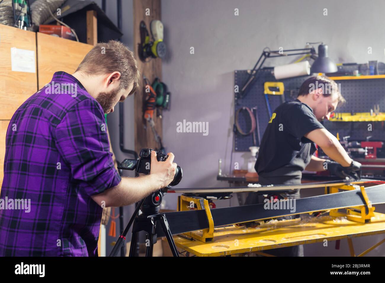 Creation of advertising content for social networks. Photographer on a ...