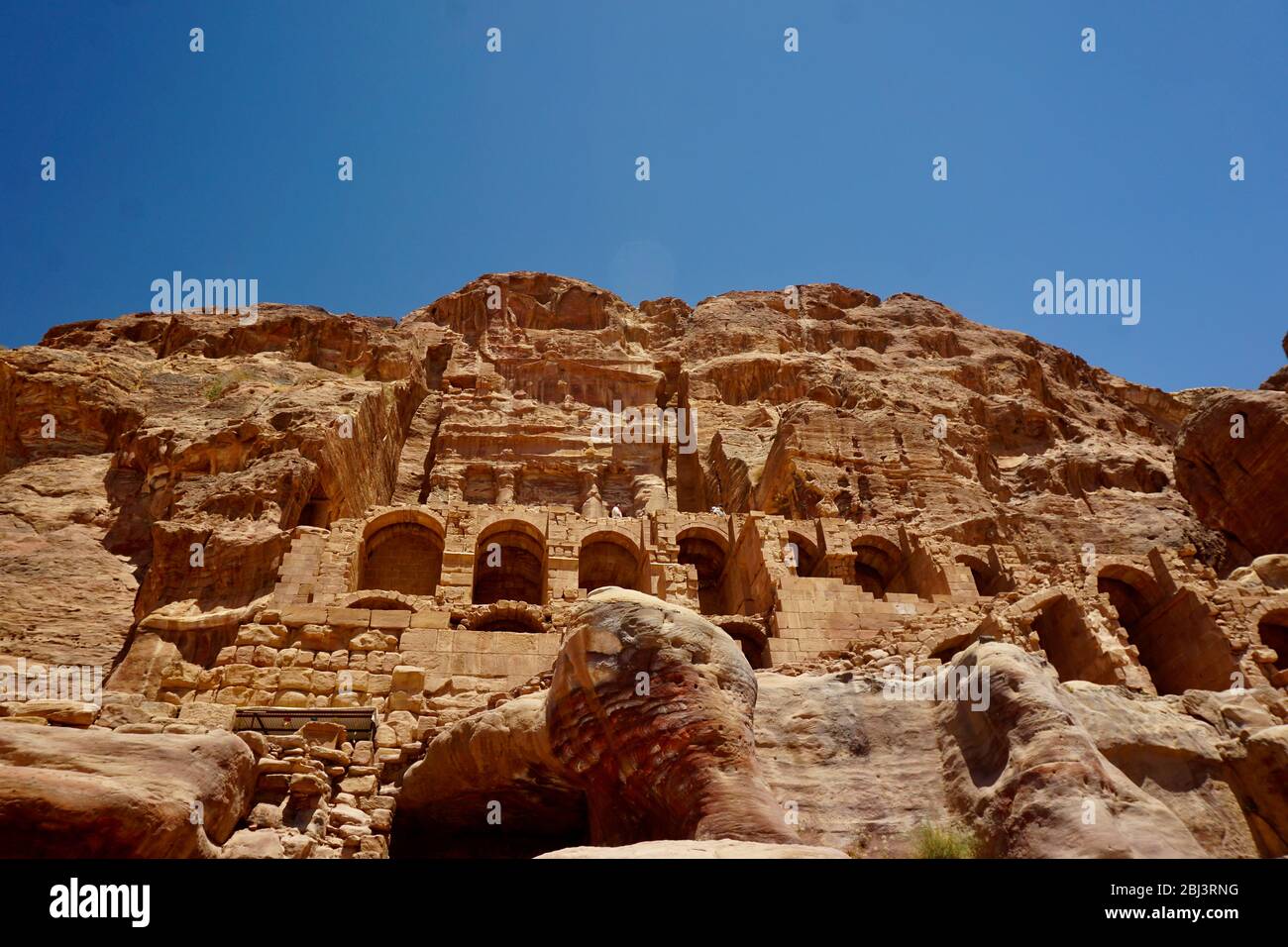 Carving in the rocks of the ancient city of Petra in Jordan Stock Photo ...