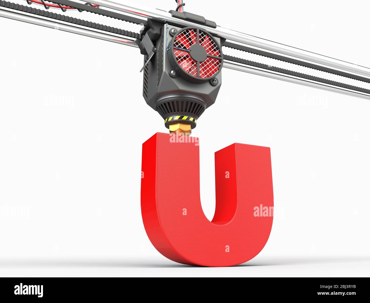 printing of letter U under 3D printer head. suitable for 3d printing ...