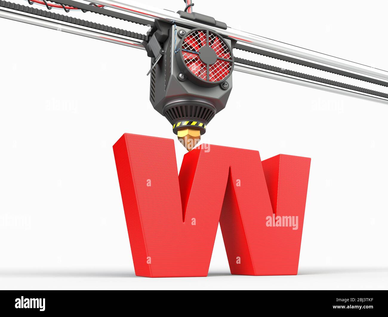 printing of letter W under 3D printer head. suitable for 3d printing ...