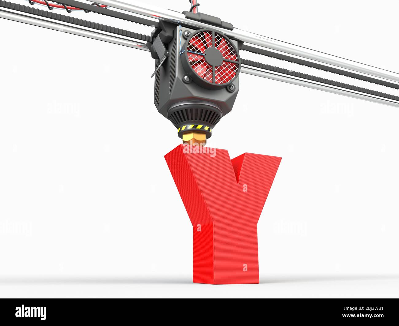 printing of letter Y under 3D printer head. suitable for 3d printing ...