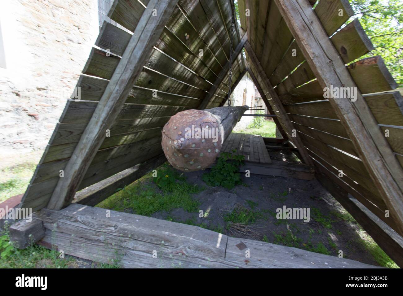 Valea Viilor, Romania - May 01, 2018: a medieval siege ram Stock Photo ...