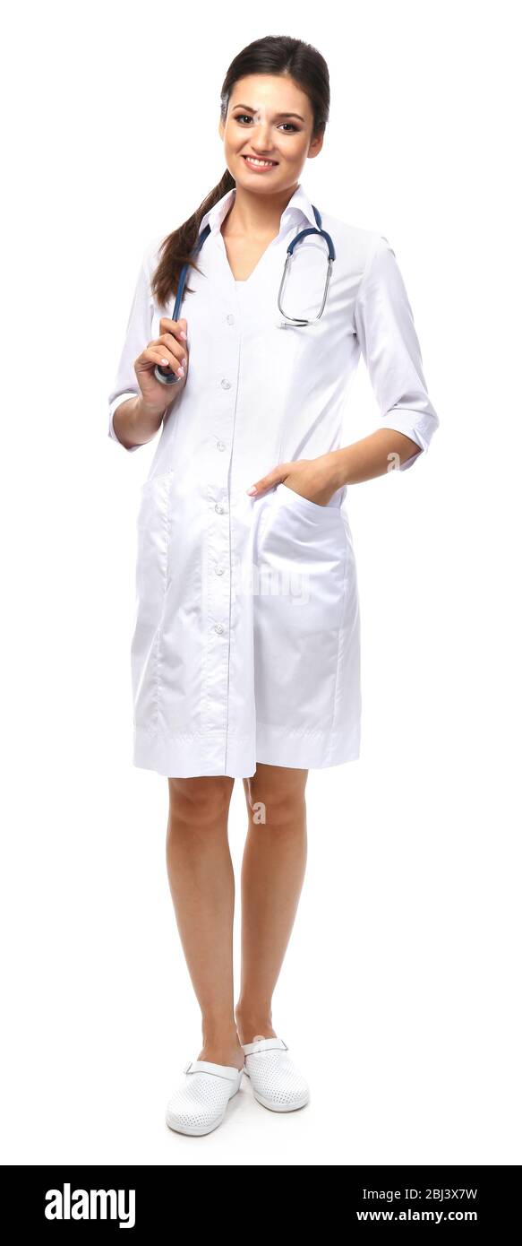 Smiling medical doctor isolated on white Stock Photo - Alamy