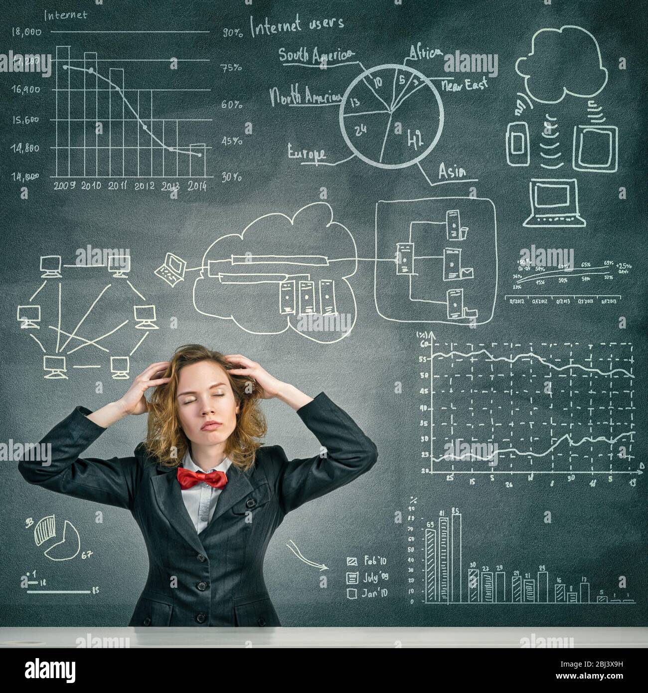 Stressed teacher in classroom Stock Photo - Alamy