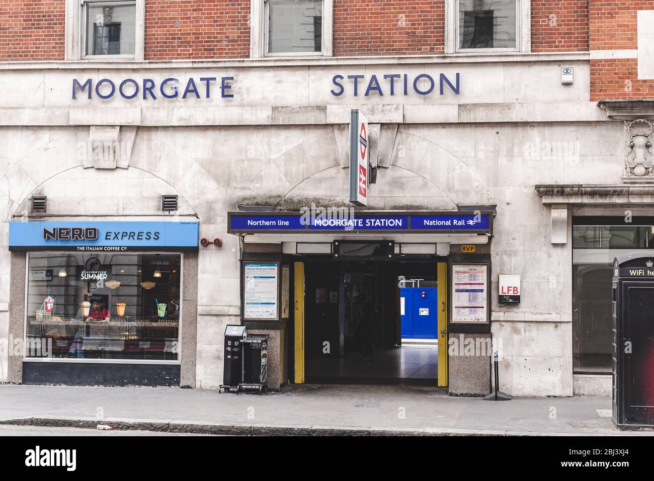 London/UK - 22/07/18: Entrance to the Moorgate Station in Moorgate ...