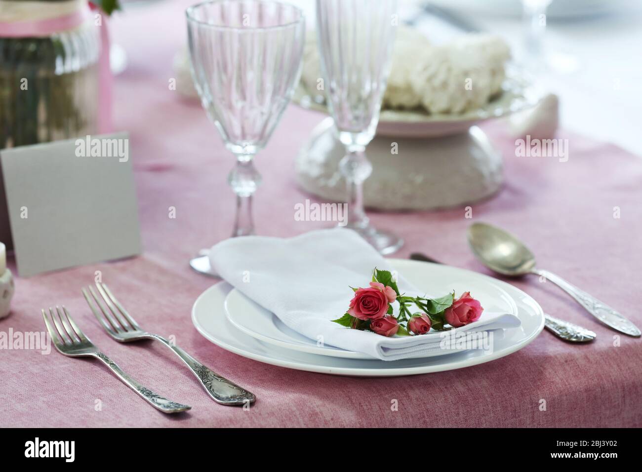 Beautiful served table for wedding or other celebration in restaurant ...