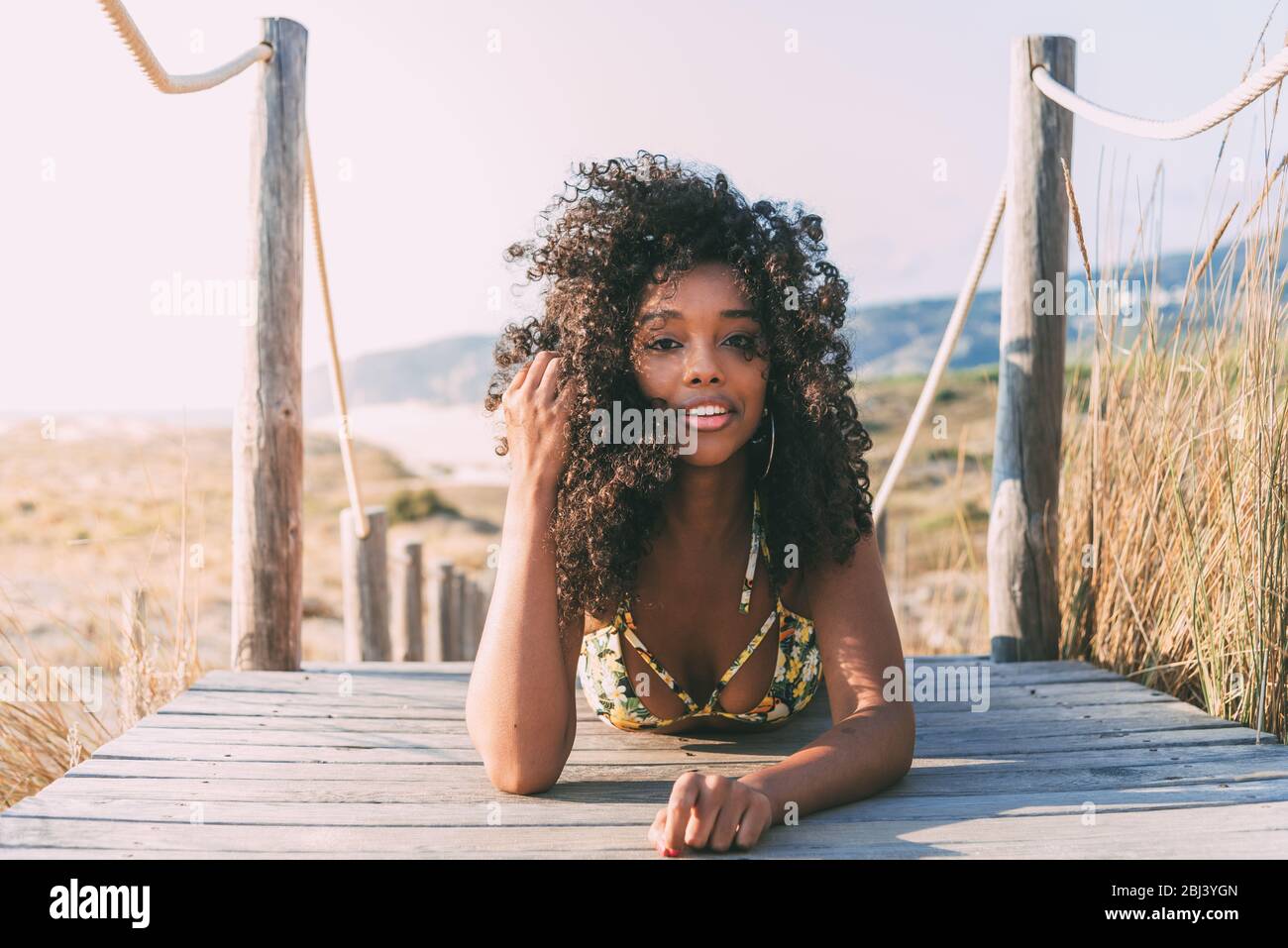 Woman Young Bikini Bridge Sea High Resolution Stock Photography and ...