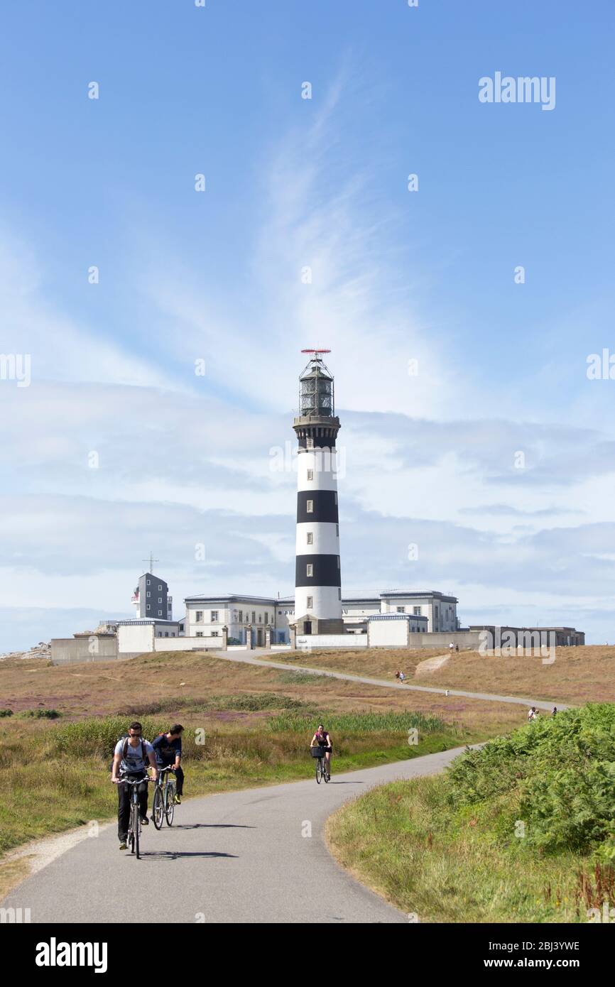 Ouessant, France - August 18, 2016: one of the lighthouses of Ouessant ...