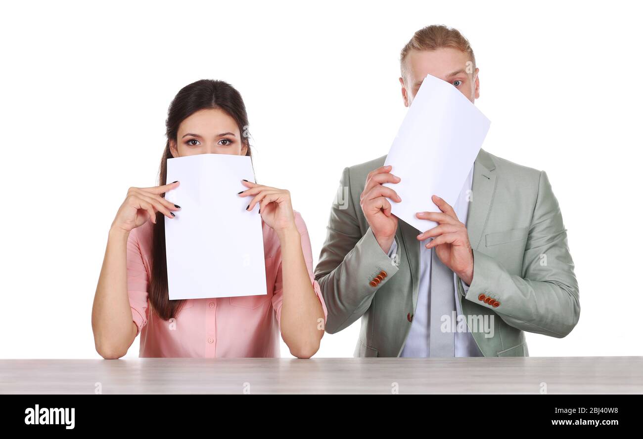 TV anchors training for telling news Stock Photo - Alamy