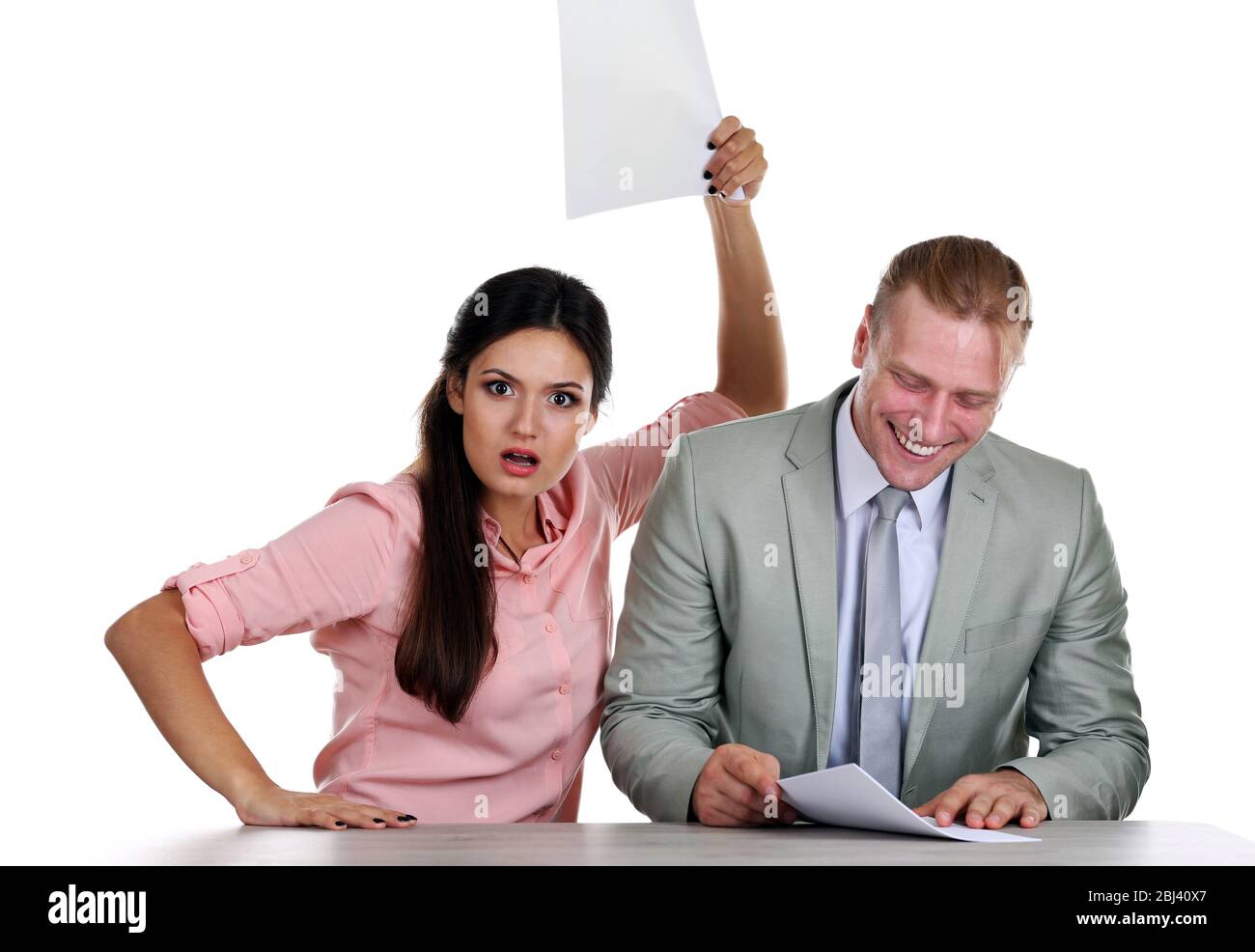 TV anchors training for telling news Stock Photo - Alamy